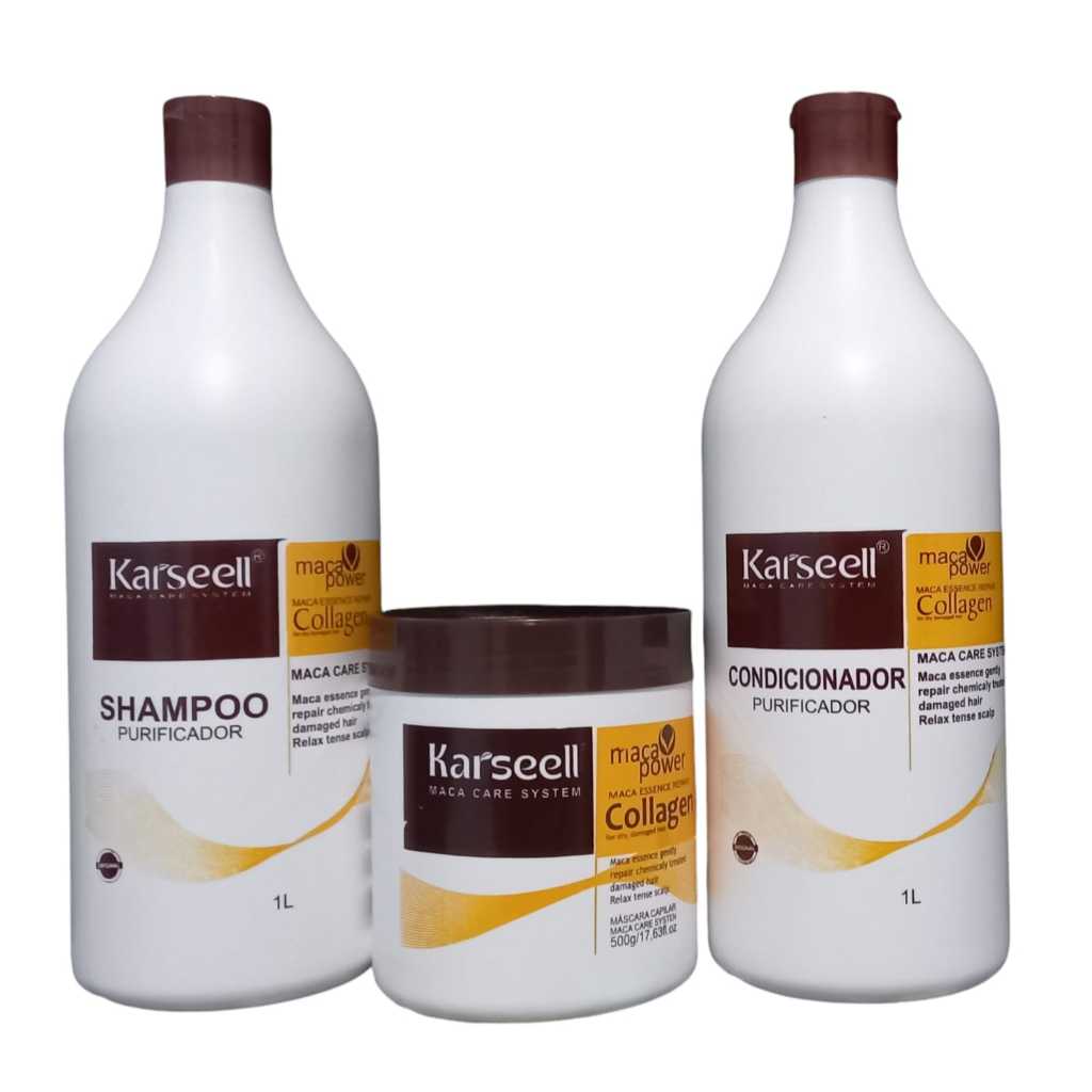 Kit Karseell Máscara Collagen 500g + Shampoo e Condicionador 1Lt ...