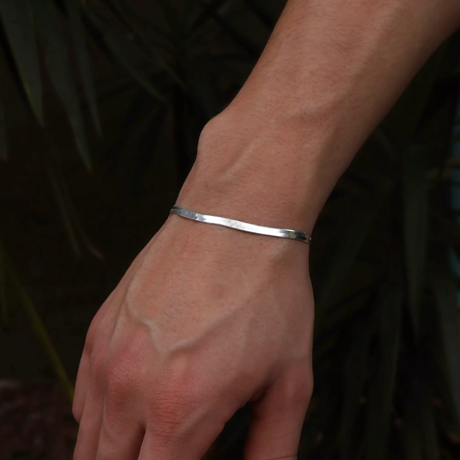 Pulseira de Prata 925 Laminada 20cm Bracelete Masculino - 2mm | Shopee Brasil