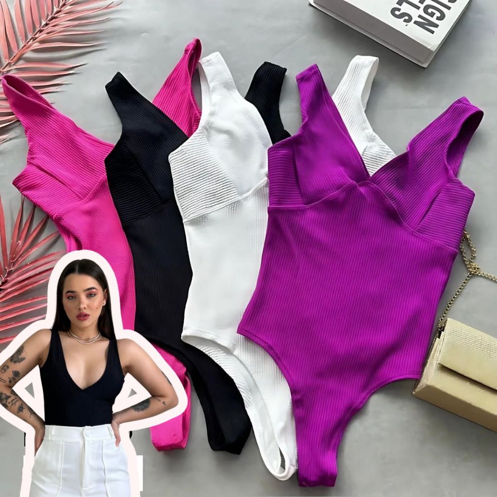 Body Feminino Blusa Regata Básica Lisa Zara Anarruga Canelado Decote ...