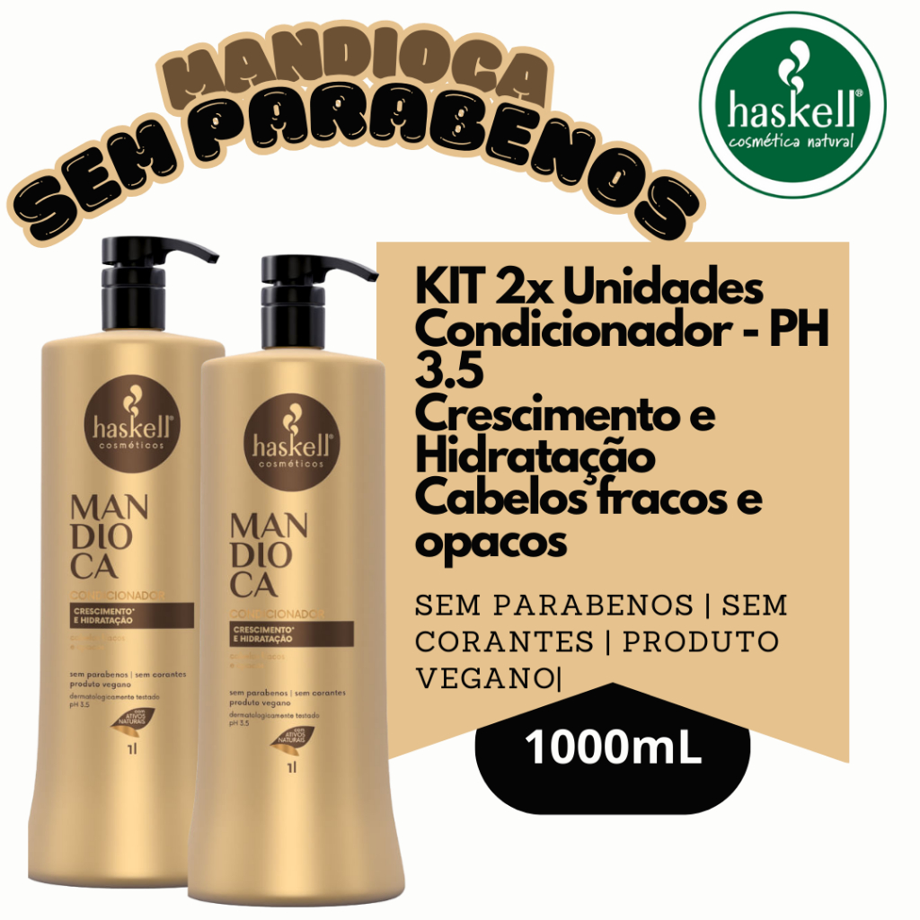 KIT 2x Unidades Condicionador Haskell Mandioca 1L | Shopee Brasil