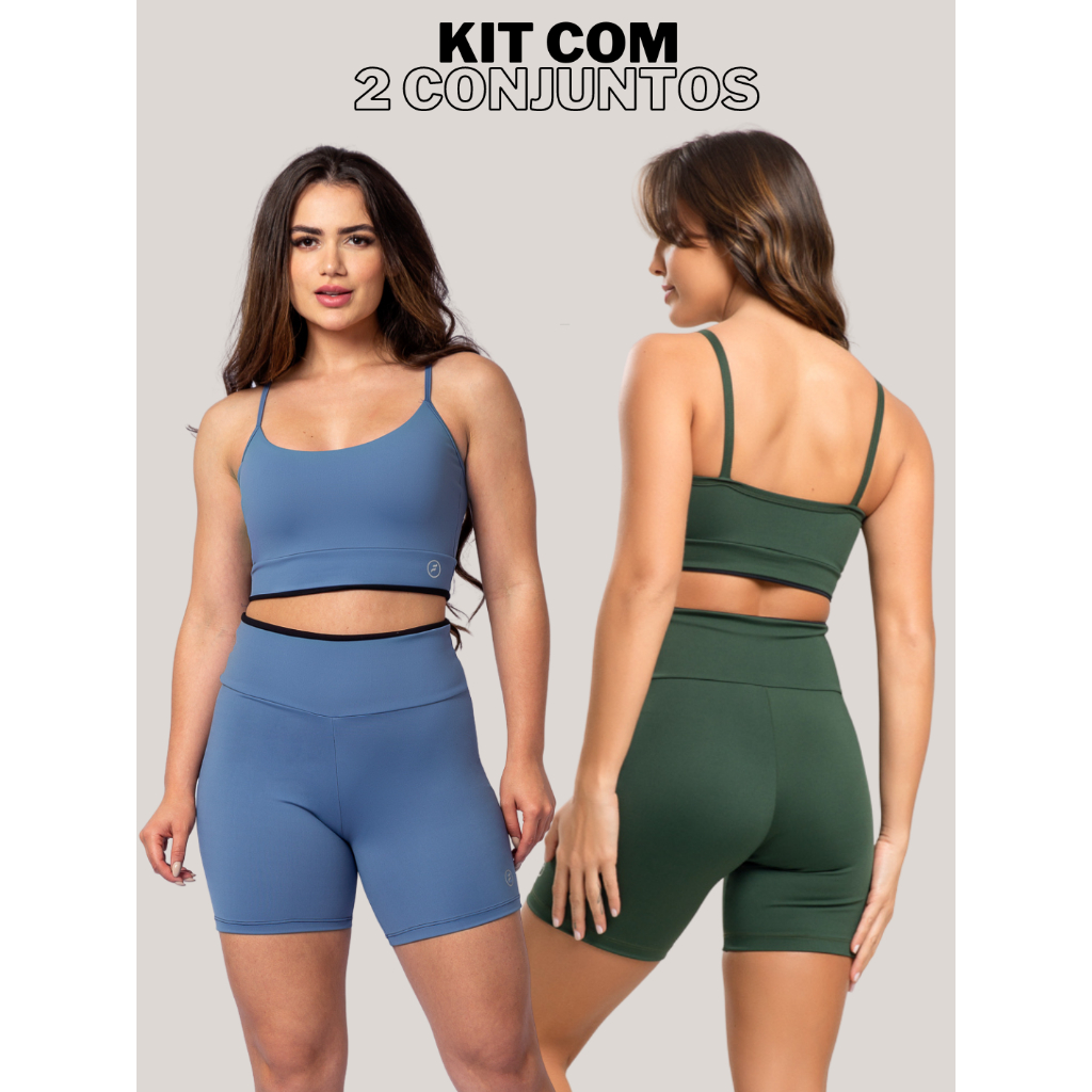 KIT 2 Conjuntos Fitness suplex element academia short e top zero ...