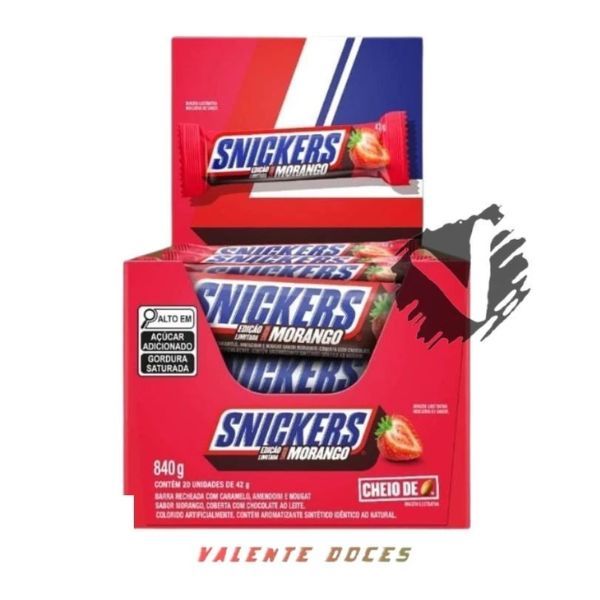 Chocolate Snickers Morango c/20 Unidades 42g cada Caixa DP 840g ...