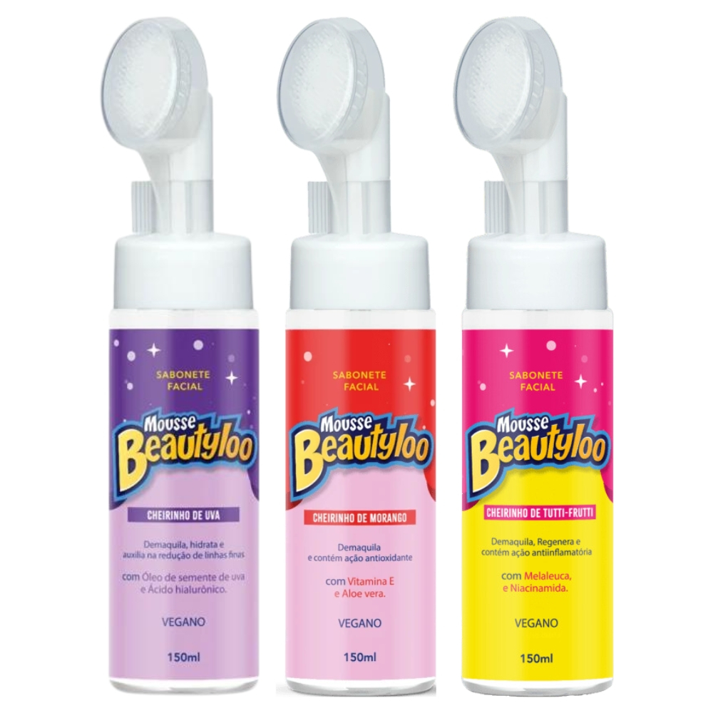 Kit C/3 Espuma Facial Beautyloo Mousse Micelar Face Beautifull | Shopee ...