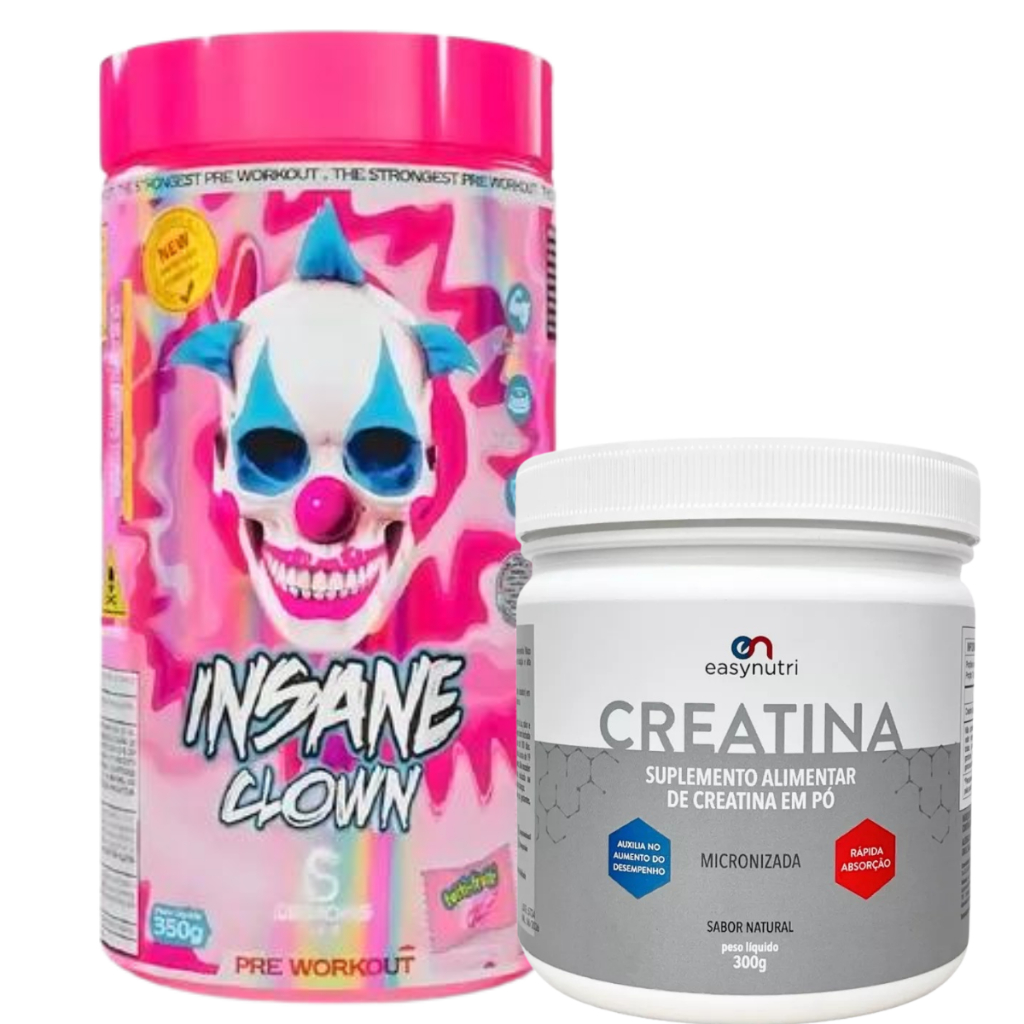Kit Pré treino Insane Clown + Creatina 300g Easy Nutri | Shopee Brasil