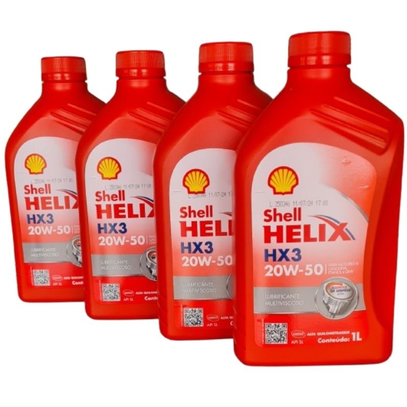Óleo Shell Helix HX3 20w50 Mineral KIT 4L | Shopee Brasil