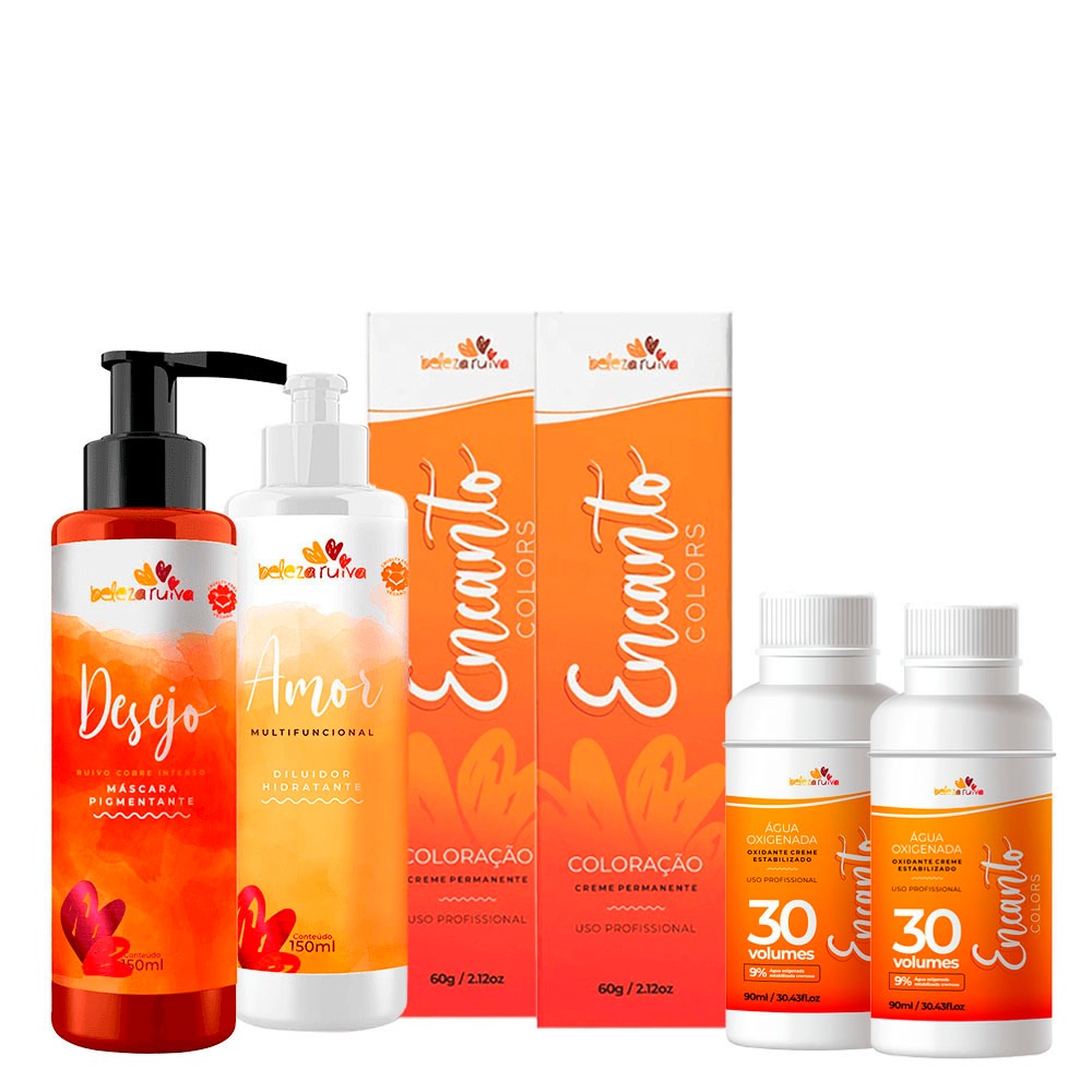 Kit Beleza Ruiva Encanto Colors Ruivo Intenso - Base 7 Oxigenada 30vol ...