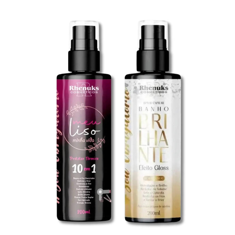 Kit Spray Protetor Térmico Capilar Meu Liso E Banho Brilhante 200ml ...