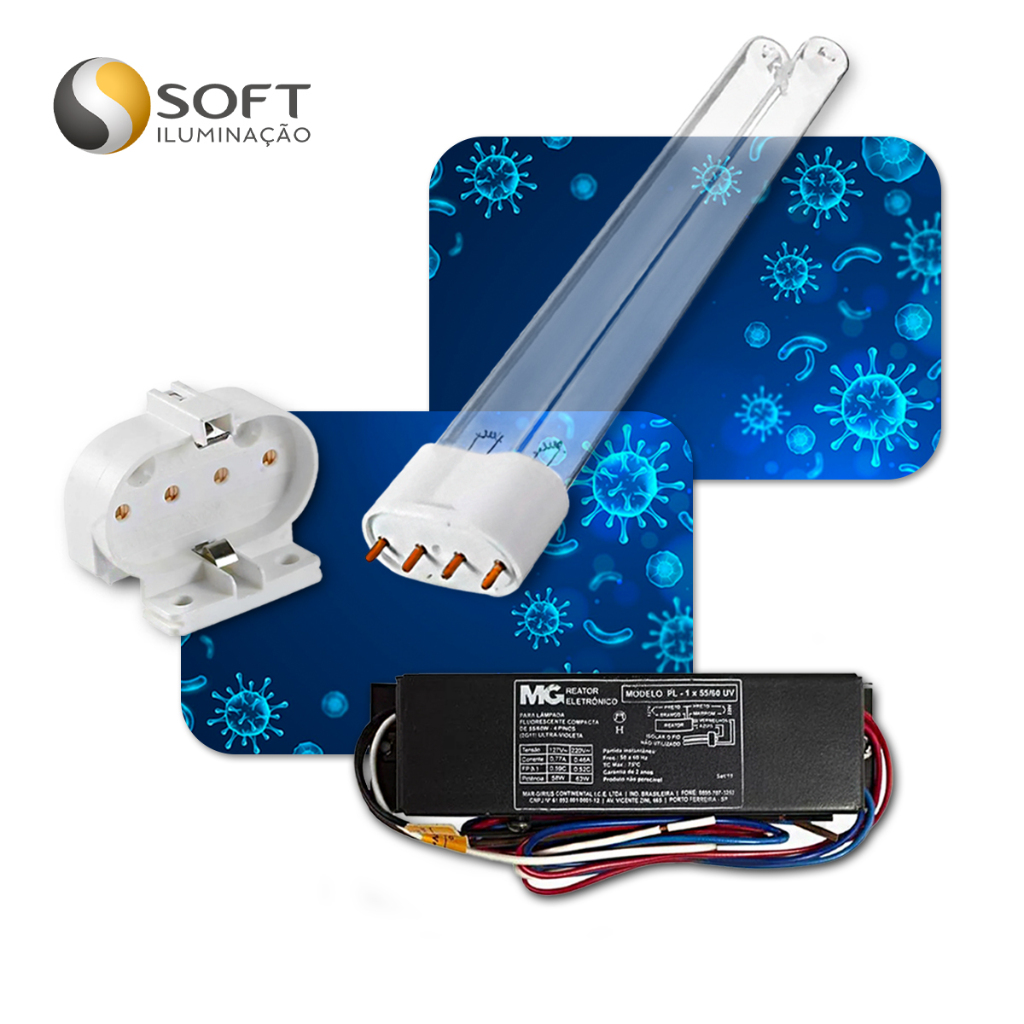 LÂMPADA GERMICIDA ULTRAVIOLETA UV-C COMPACTA PL TIPO HNS 55W - 2G11 4 ...