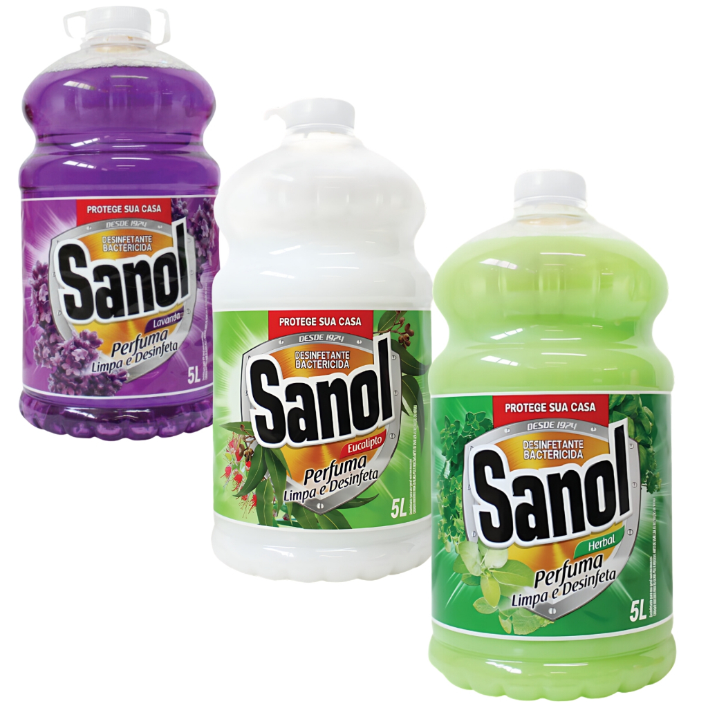 Desinfetante Bactericida Sanol 5 Litros Perfume Limpeza Casa | Shopee ...