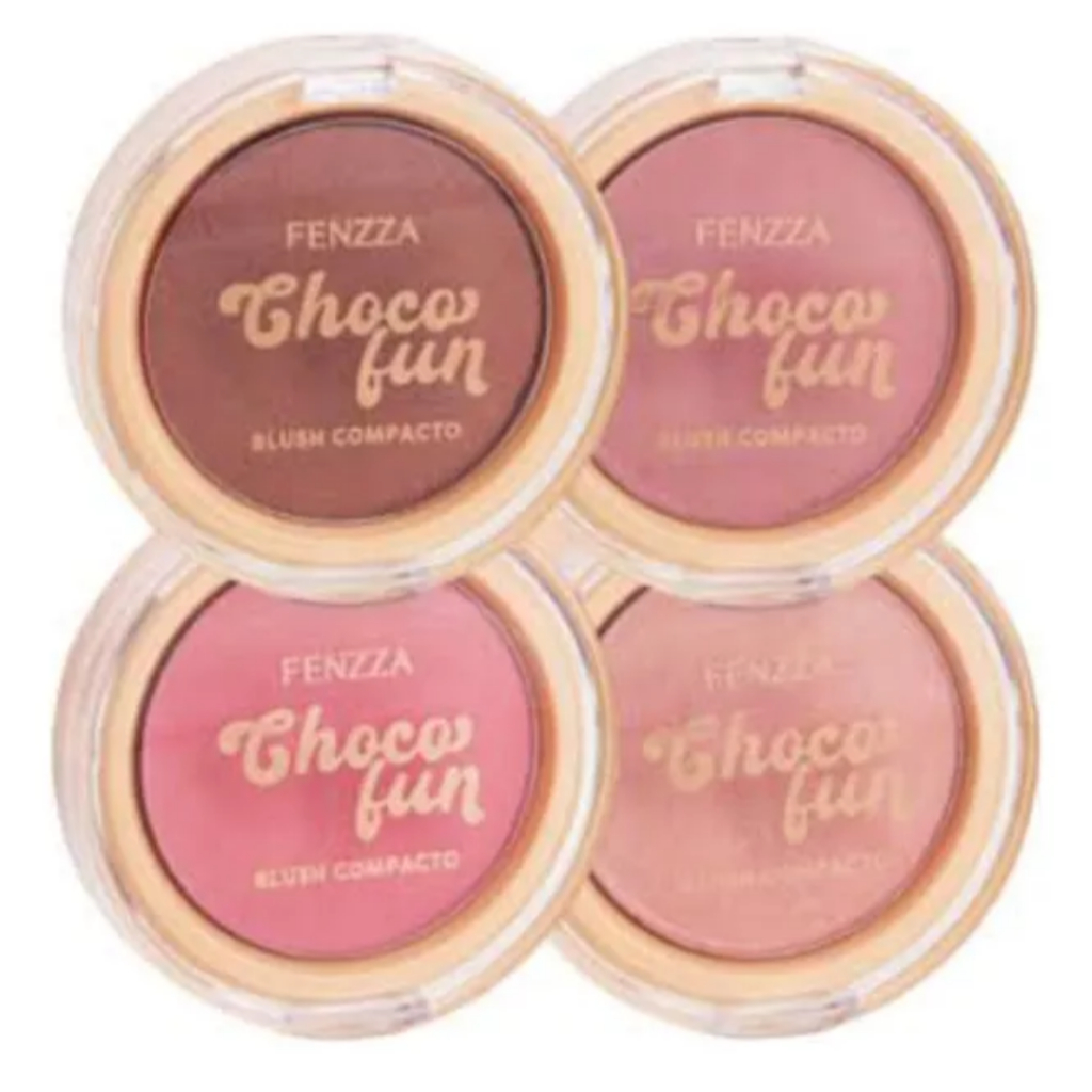 Kit C/4 Blush Compacto Facial Choco Fun Fenzza Chocolate | Shopee Brasil
