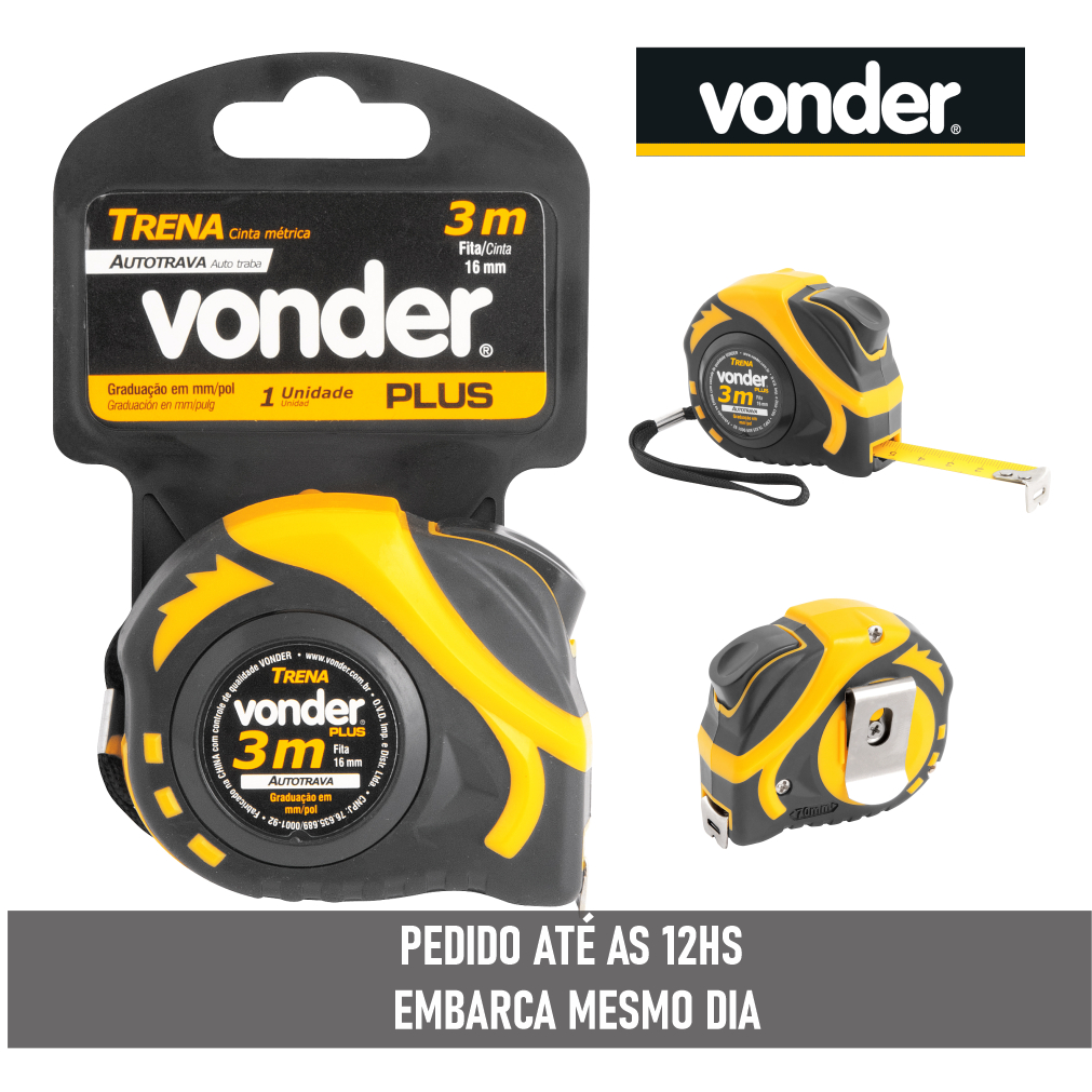 Trena 3m curta aço autotrava emborrachada anatômica profissional VONDER ...