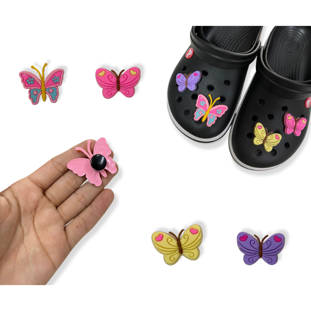Pins Borracha P/ Crocs Borboletas Kit 5 Und 2.5cm | Shopee Brasil