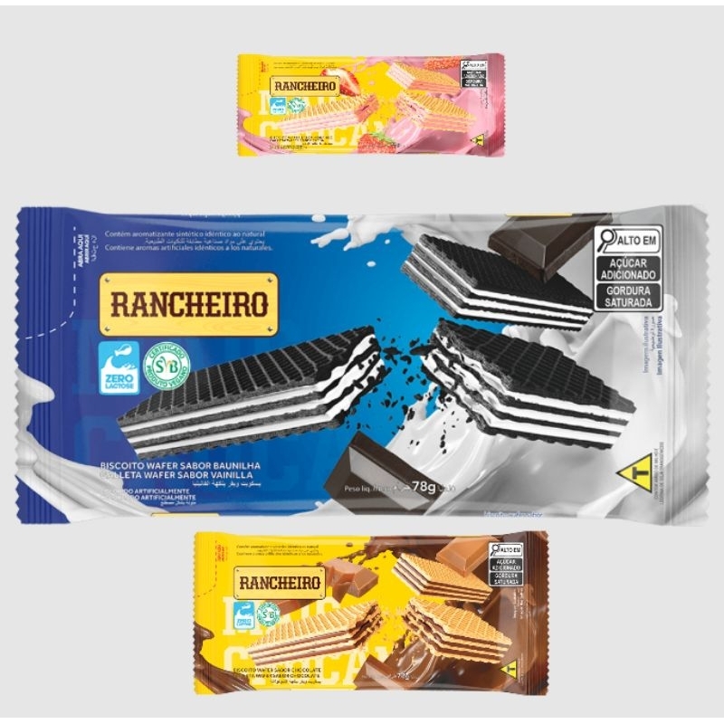 Kit com 10 Wafers variados SEM LACTOSE Sabores Baunilha, Morango e ...