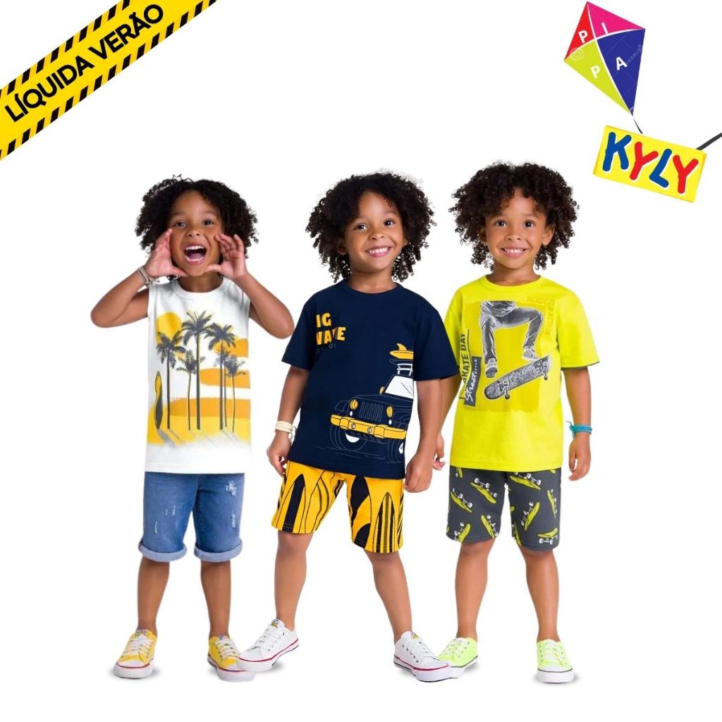 Kit 6 Peças Conjunto Verão PIPA Menino Infantil SORTIDO | Shopee Brasil