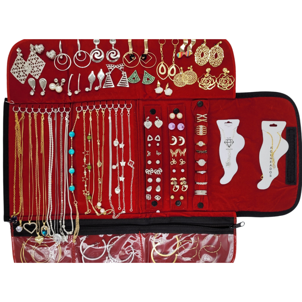 KIT SEMI JOIAS COM MOSTRUÁRIO /FOLHEADOS A OURO E PRATEADOS PARA ...