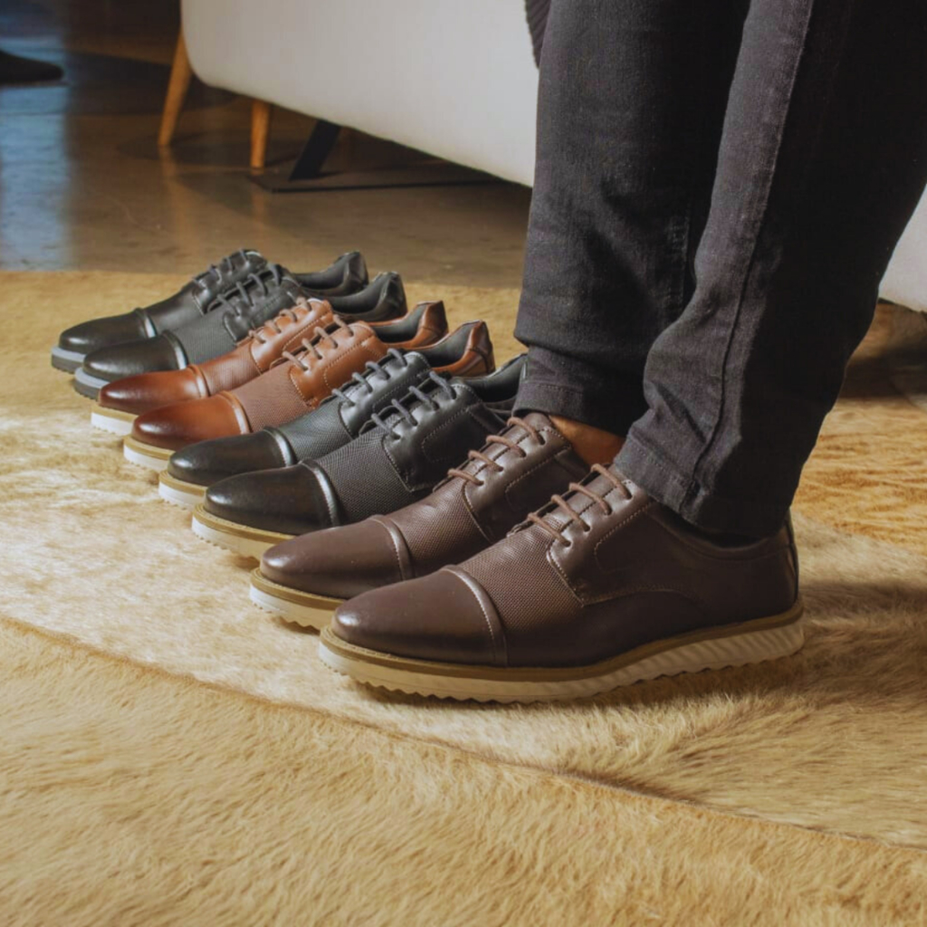 Sapato Casual Masculino Oxford Derby Preto Marrom Social Igreja Advogado Couro Esporte Fino ...