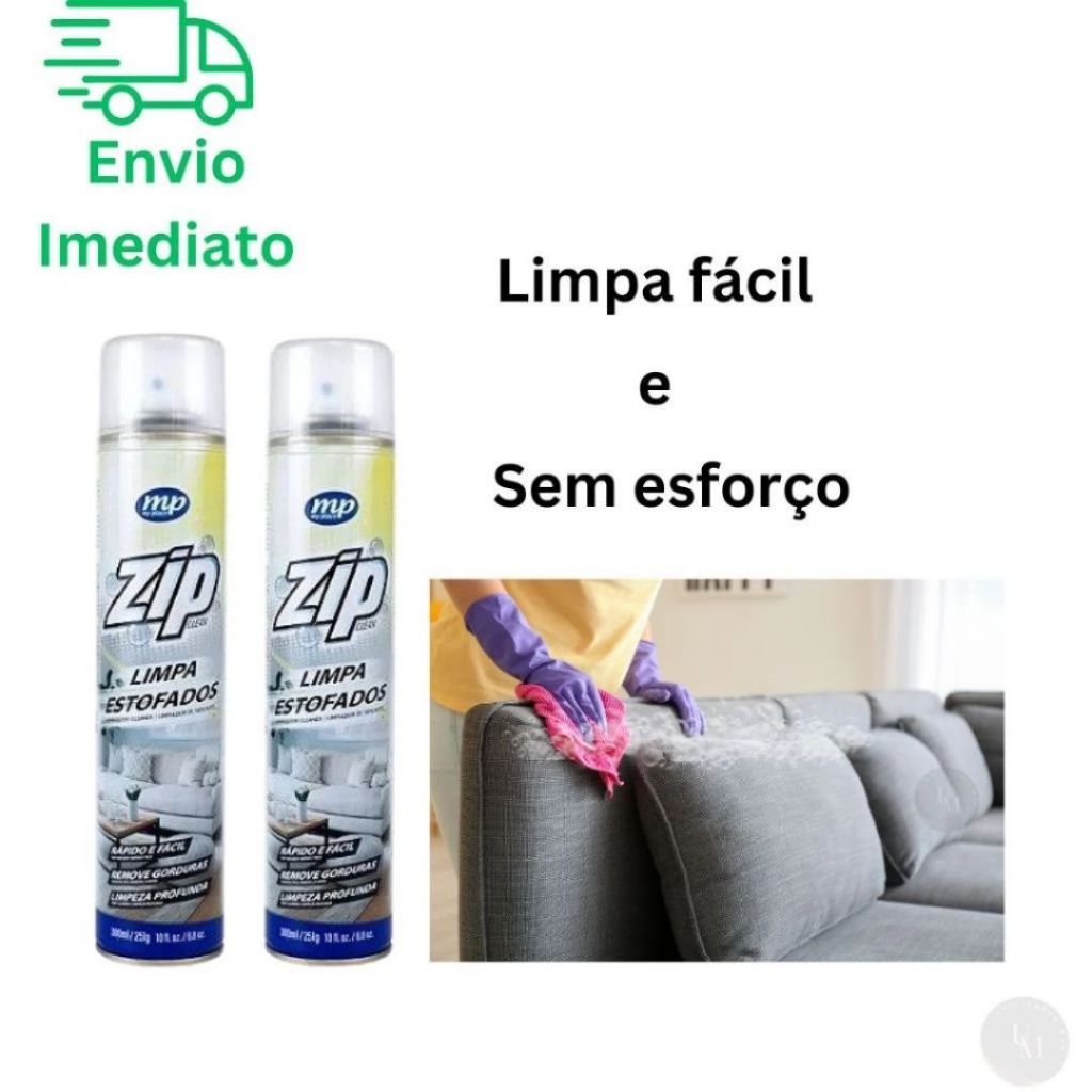 Espuma Para Limpeza de Estofados Spray Zip Clean 300ml/251g Kit C/2 ...