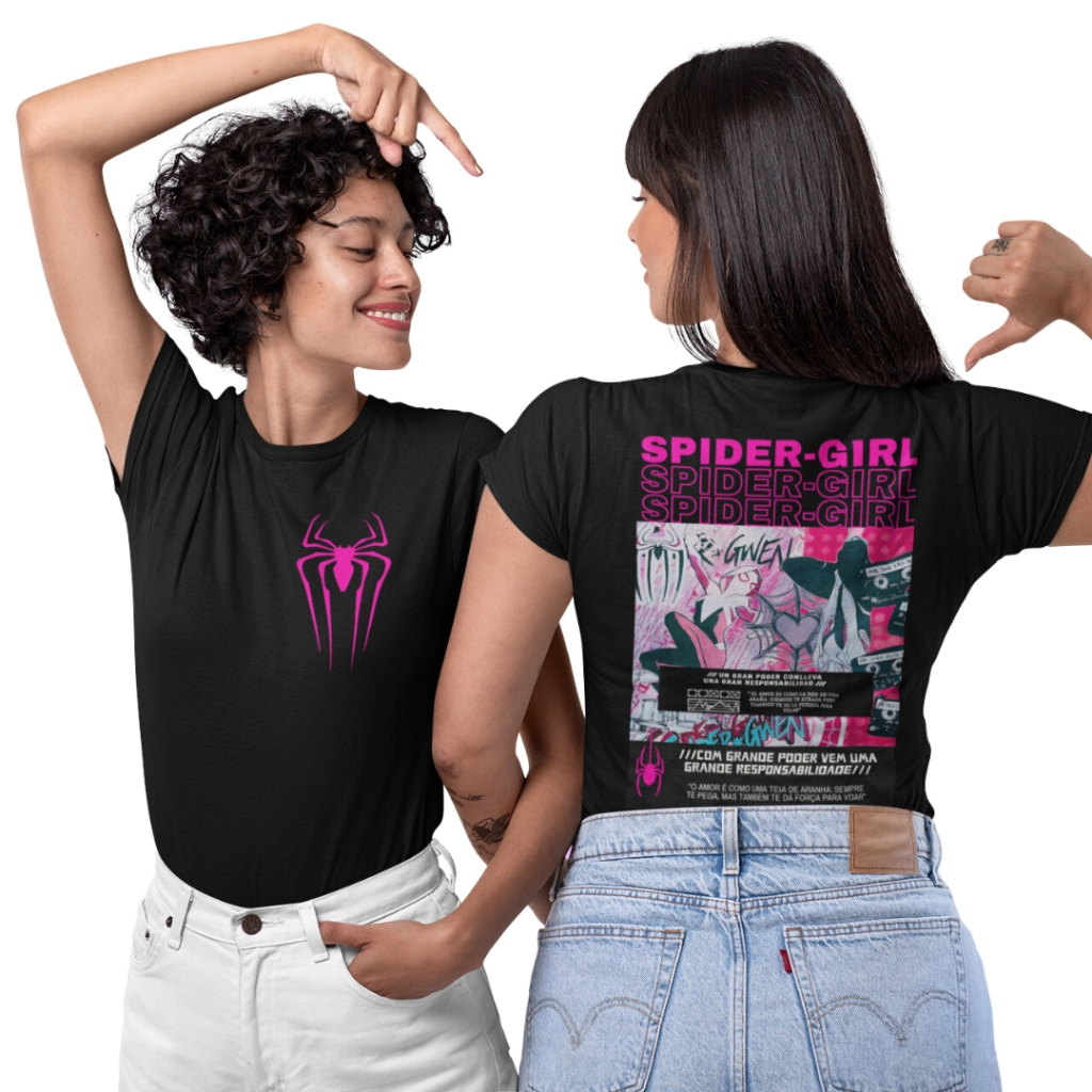 Camiseta Tshirt Unissex Spider Girl Homem Aranha e Gwen blusa casal ...