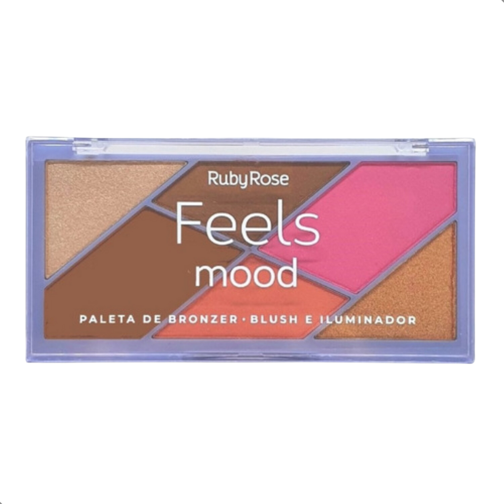 Paleta Bronzer Blush e Iluminador Feels Mood, Ruby Rose Maquiagem | Shopee Brasil