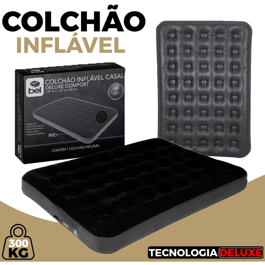 Colchão Inflavel Casal Deluxe Confort Resistente 300kg Camping Lazer ...