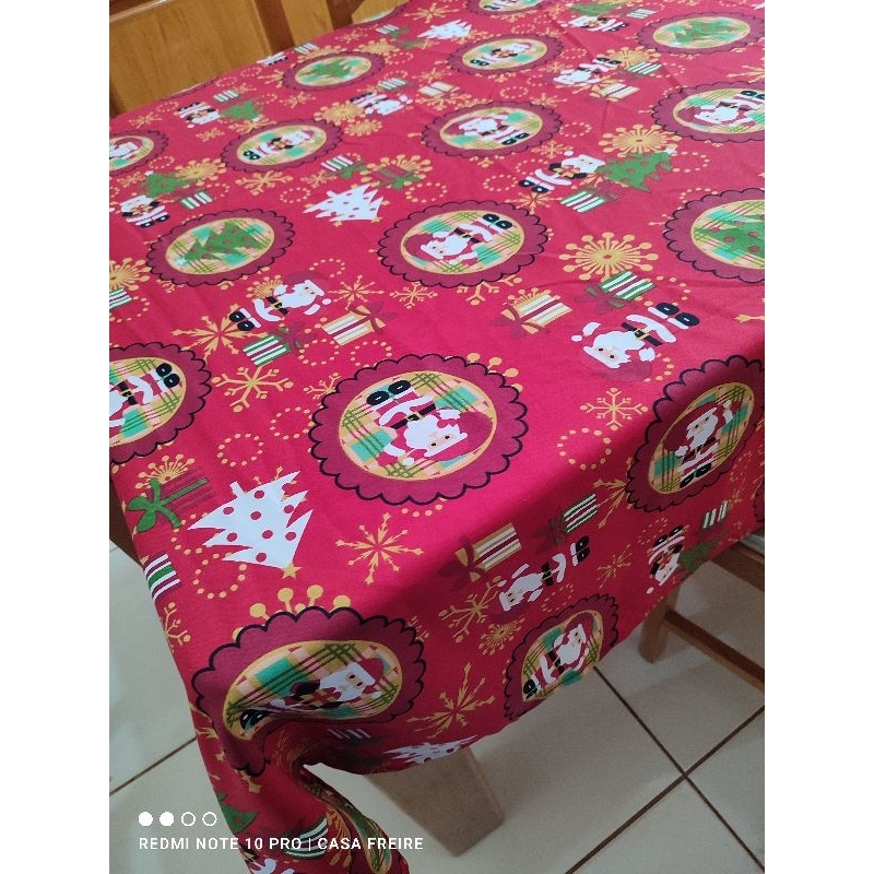 Toalha Natal Natalina 12 lugares no tecido Oxford papai Noel 3,50x1,40 ...