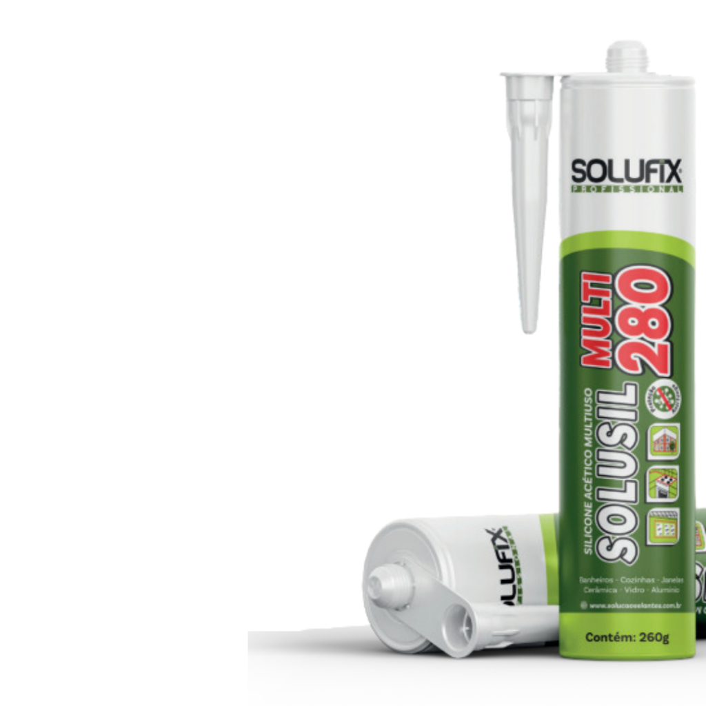 Cola Silicone Acético de Vedação SoluSil MultiUso Solufix 260gr (CAIXA ...