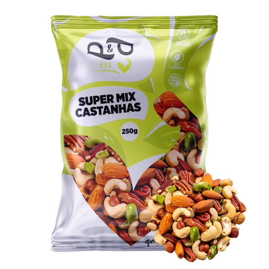 Super Mix Nuts Castanha de Caju Pará Macadâmia Nozes Amêndoa 250g | Shopee Brasil