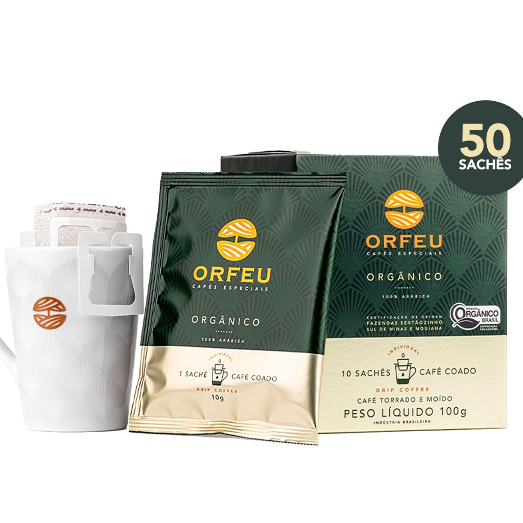 Kit 50 Sachês Drip Coffee Orgânico - Café Orfeu Drip Coffee Orgânico ...