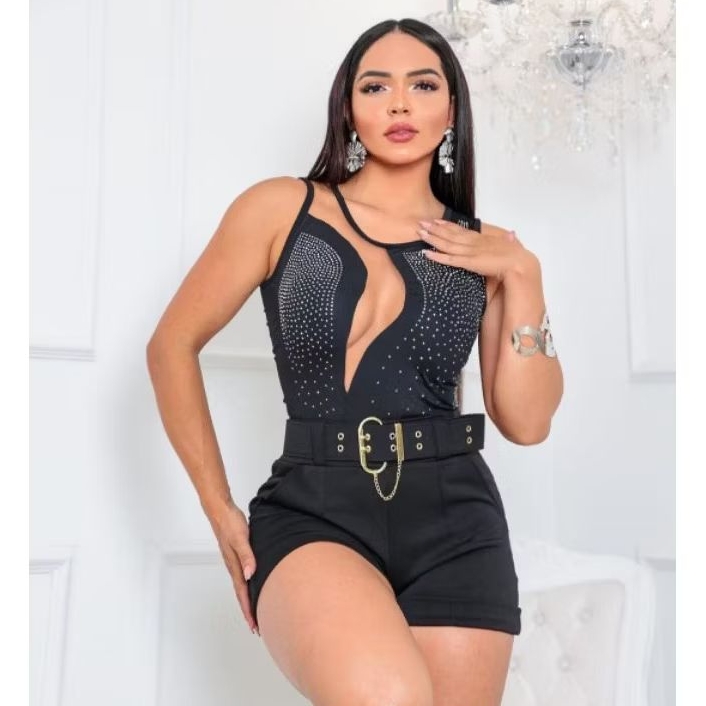 Body Lua com Decote Transparente e Brilhos | Shopee Brasil