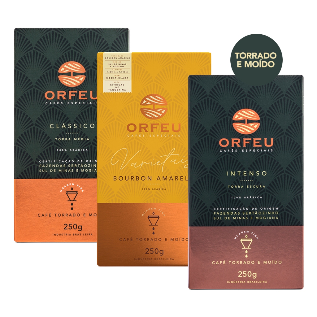 Kit Café Orfeu Torrado e Moído 3 Variedades - Café Orfeu Moído Blends ...