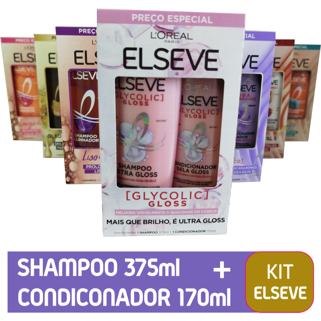 KIT SHAMPOO 375 ML + CONDICIONADOR 170 ML - ELSEVE | Shopee Brasil