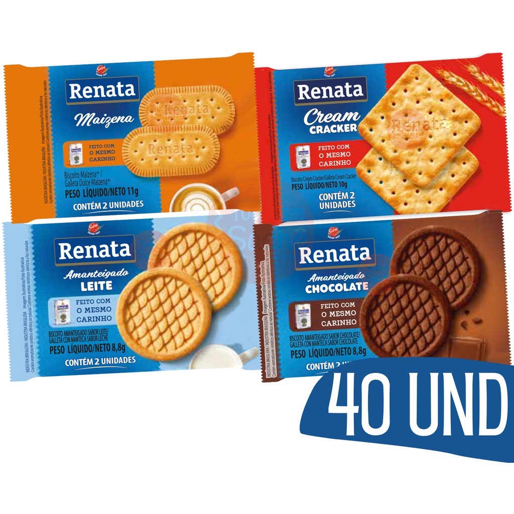 Biscoito Renata Sache com/2 un amanteigado 10g sabor MAIZENA+CREAM ...
