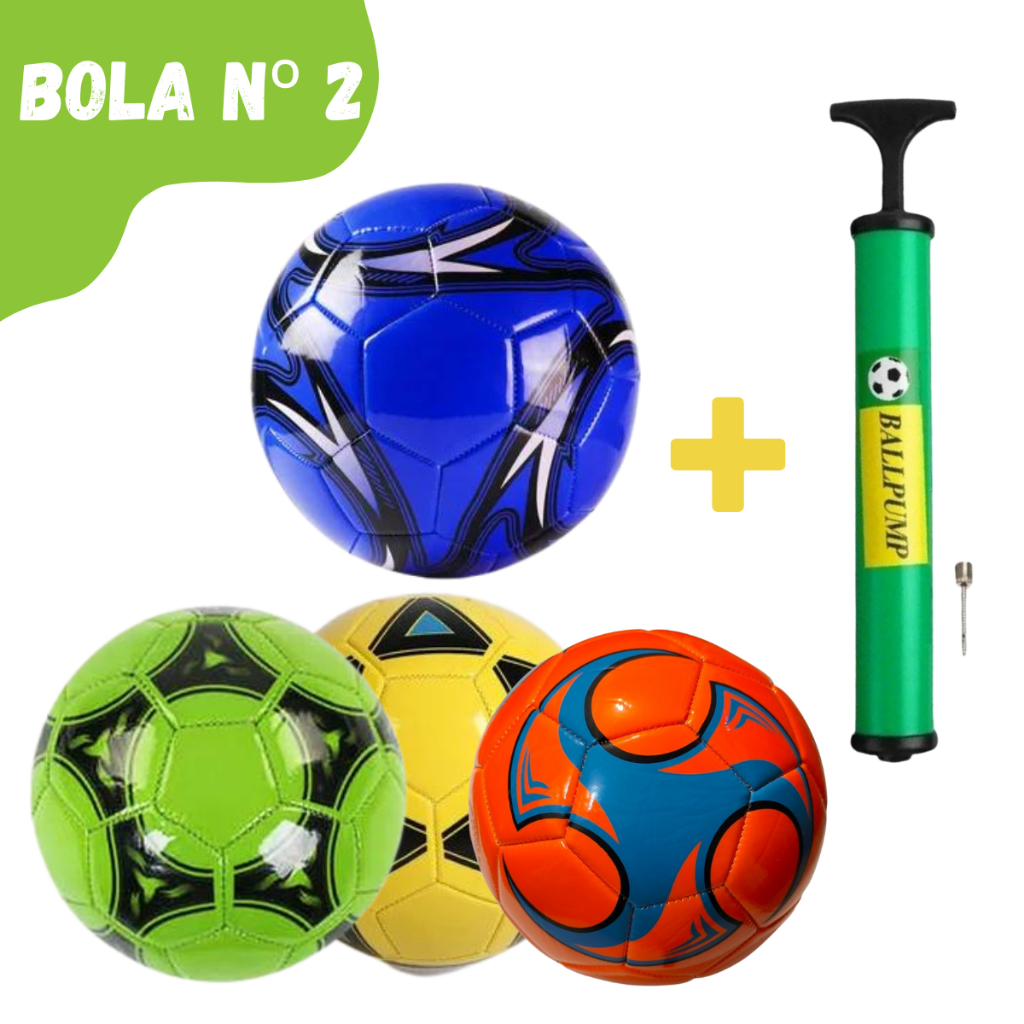 Kit Bola de futebol infantil N2 campo futsal Couro Sintético Costurada ...