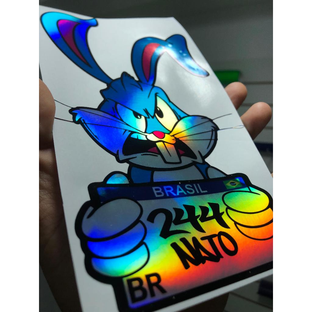 Adesivo pernalonga coelho 59d placa 244 holografico | Shopee Brasil