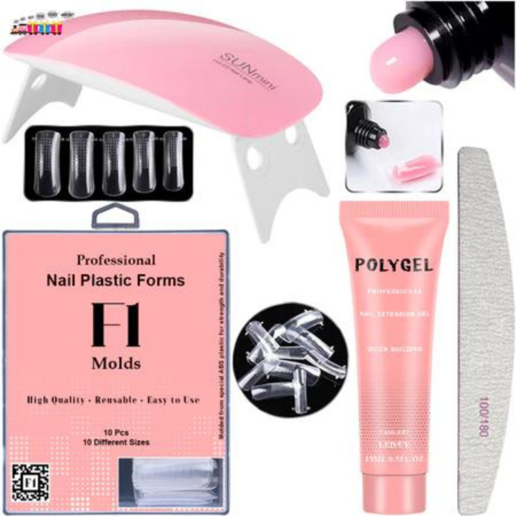 Kit Alongamento Poligel 15g Polygel + Molde F1 + Lixa + Mini Cabine De ...