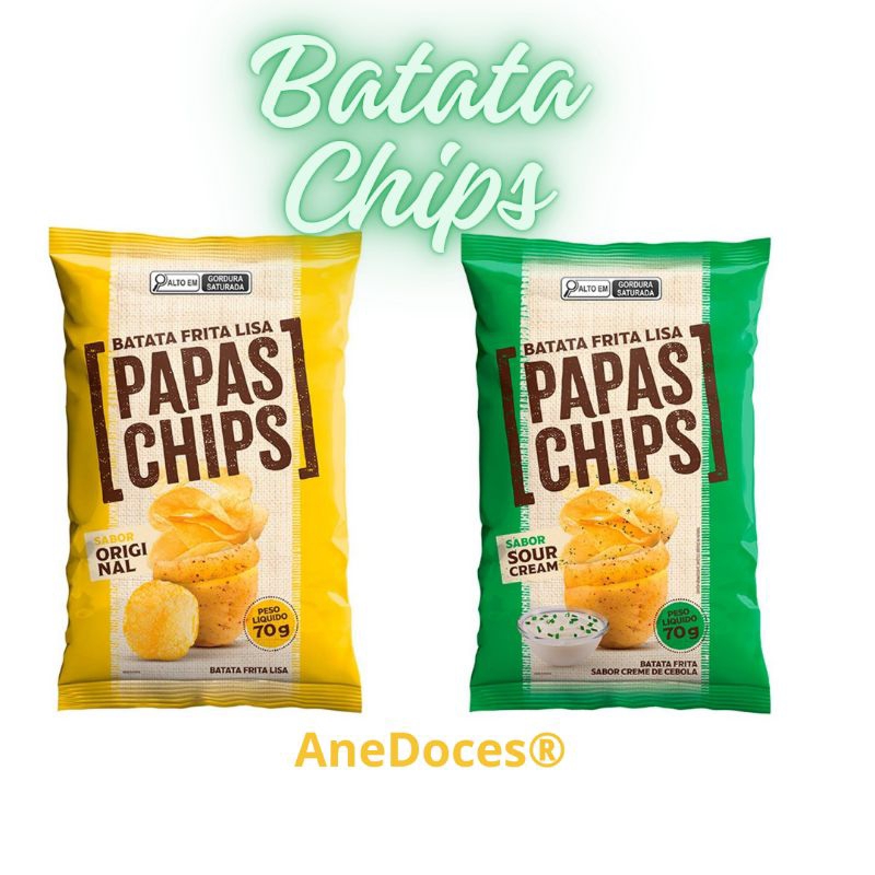 Batata Chips Lisa Crocante sabores 40g & 70g Original e Sour Cream ...