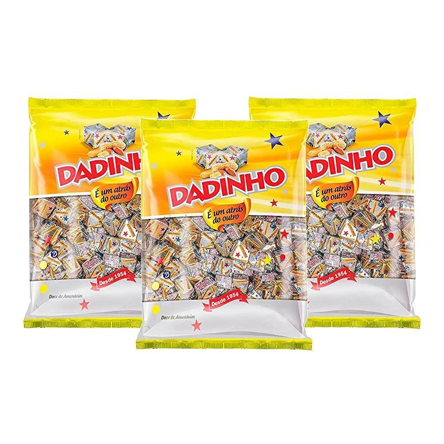 Kit 3 Bala Dadinho Tradicional Sachê Pacote 600g | Shopee Brasil