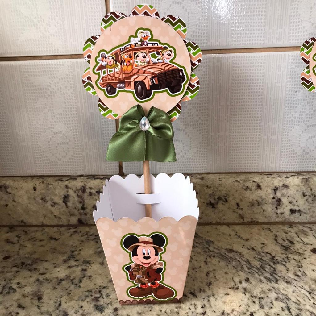 Centros de mesa Cachepot Mickey Safari /Lembrancinhas para festa ...
