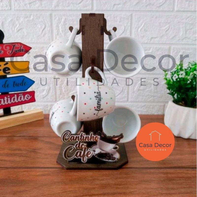 Jogo 6 Xícaras Café Chá Porcelana Com Suporte Cantinho do Café | Shopee ...