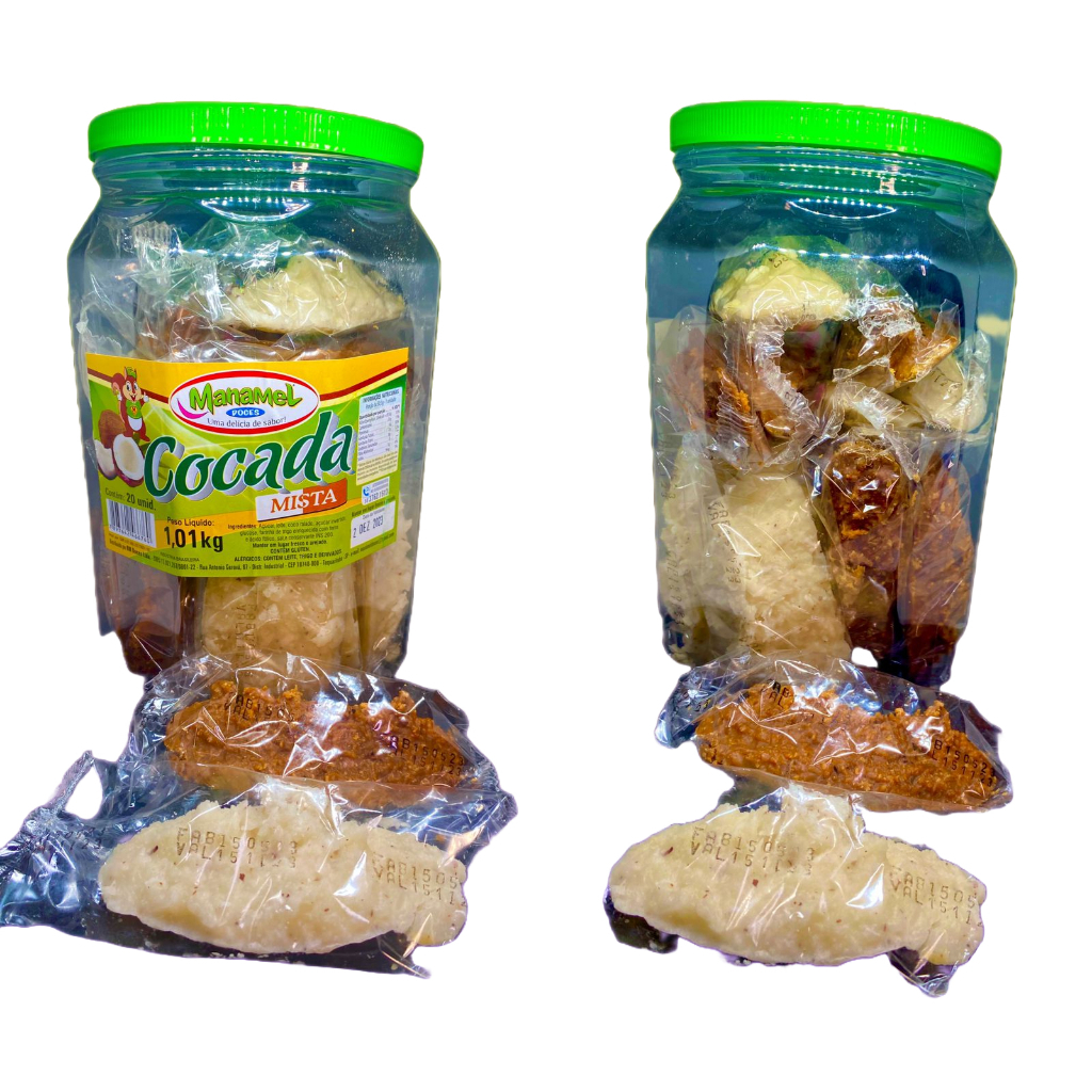 Cocada mista cremosa pote com 20 unidades 1,01kg 50g cada Manamel doces ...