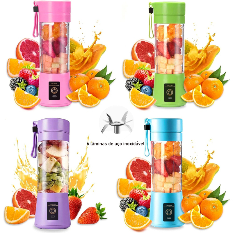 Mini Liquidificador Portátil Juicer de suco elétrico Shake 6 Laminas ...