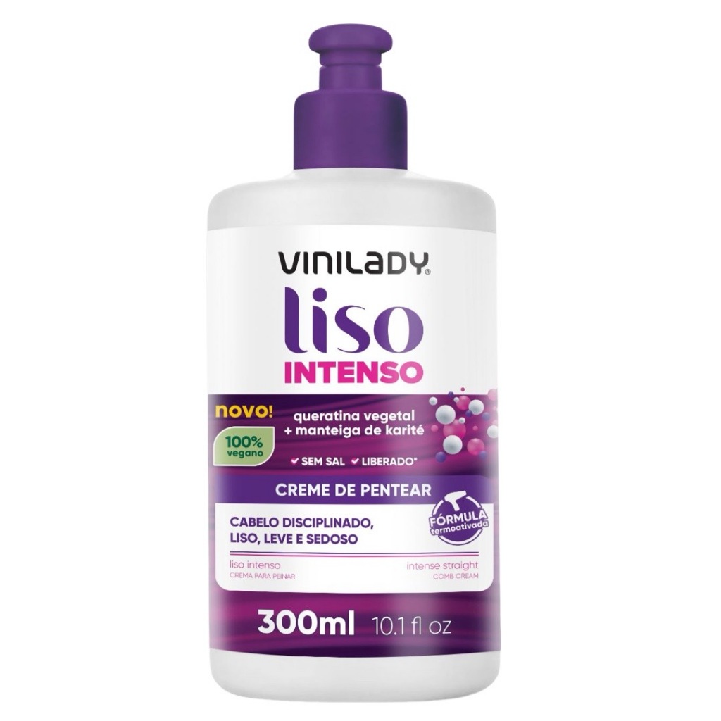 Creme de Pentear Vegano Feminino Liso Intenso Micro Queratina e ...