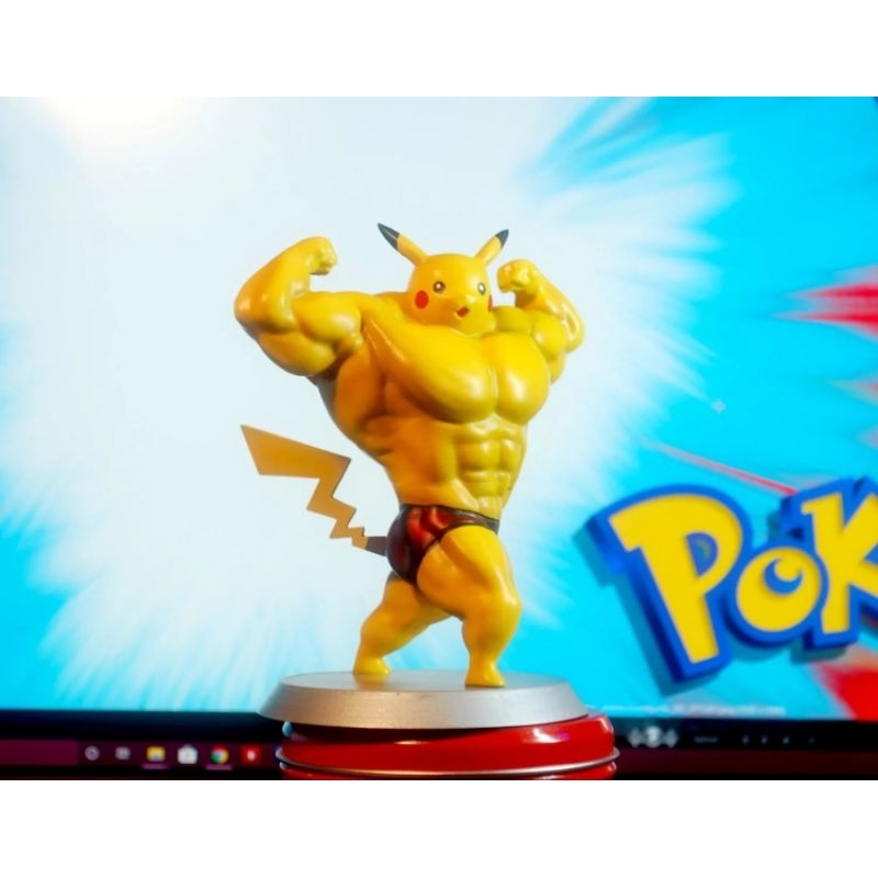 Pikachu Bombado Forte Musculoso Pokemon Figura Ação coisas diferentes ...