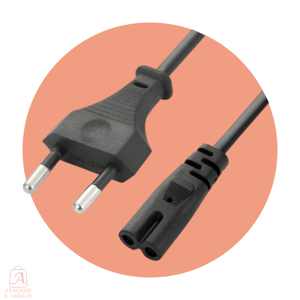 Cabo Bipolar Tomada Universal 2 Pinos Reforçado Cabo de Força 2 Pinos ...