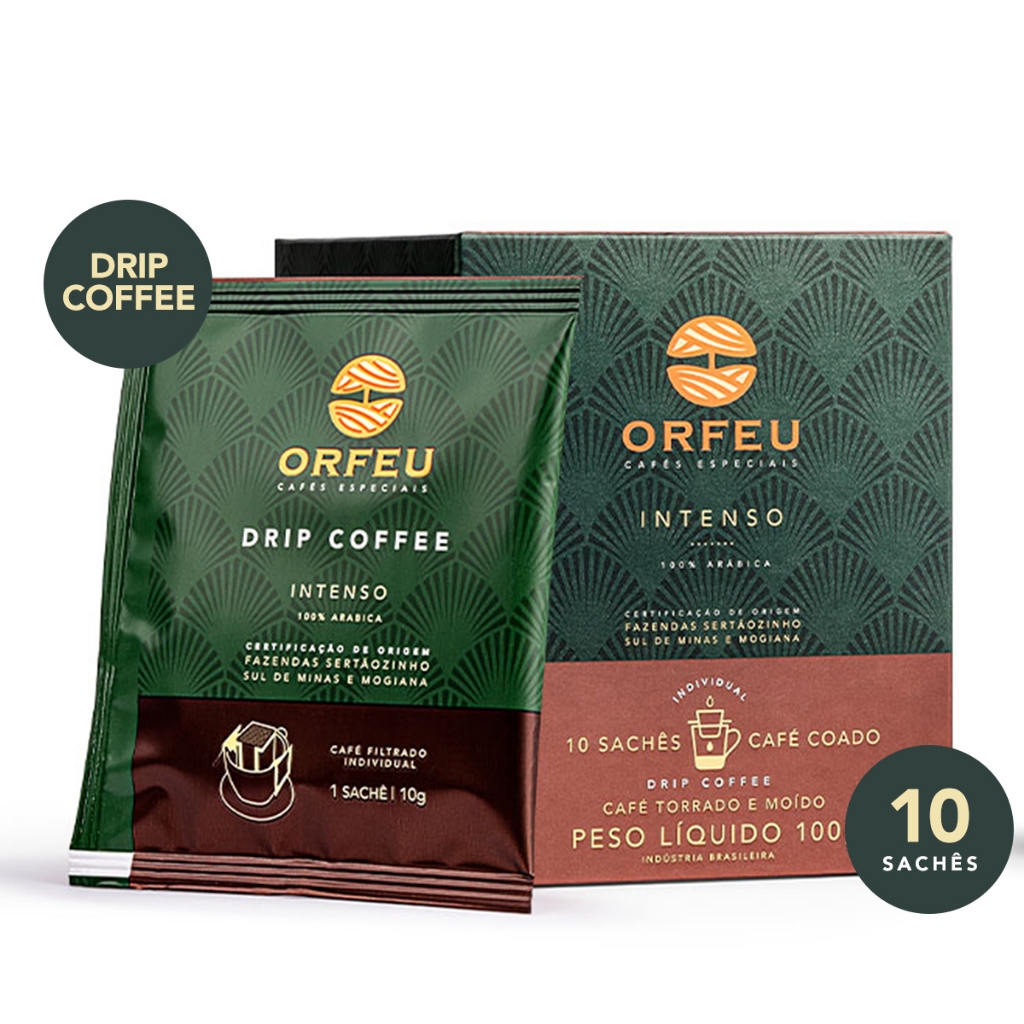 Café Orfeu Intenso Drip Coffee Torra Escura 10 Sachês | Shopee Brasil
