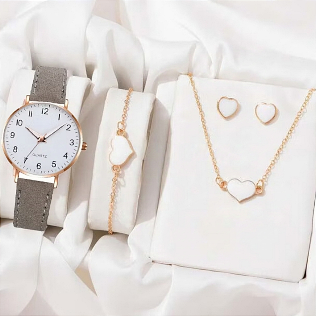 Kit Relógio Feminino Conjunto Brinco Pulseira Colar Anel Relogio Femino ...