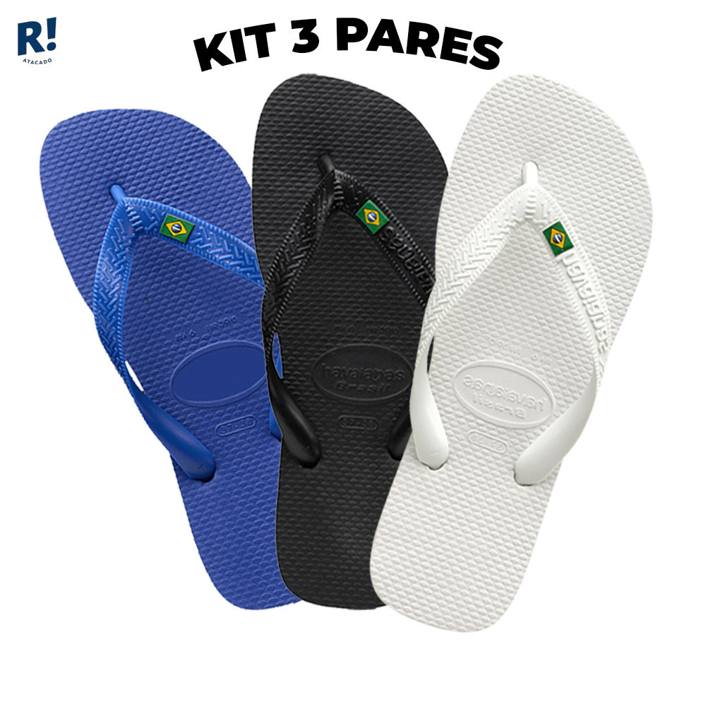 Kit 3 Chinelos do Brasil Bandeirinha Masculino e Feminino | Shopee Brasil