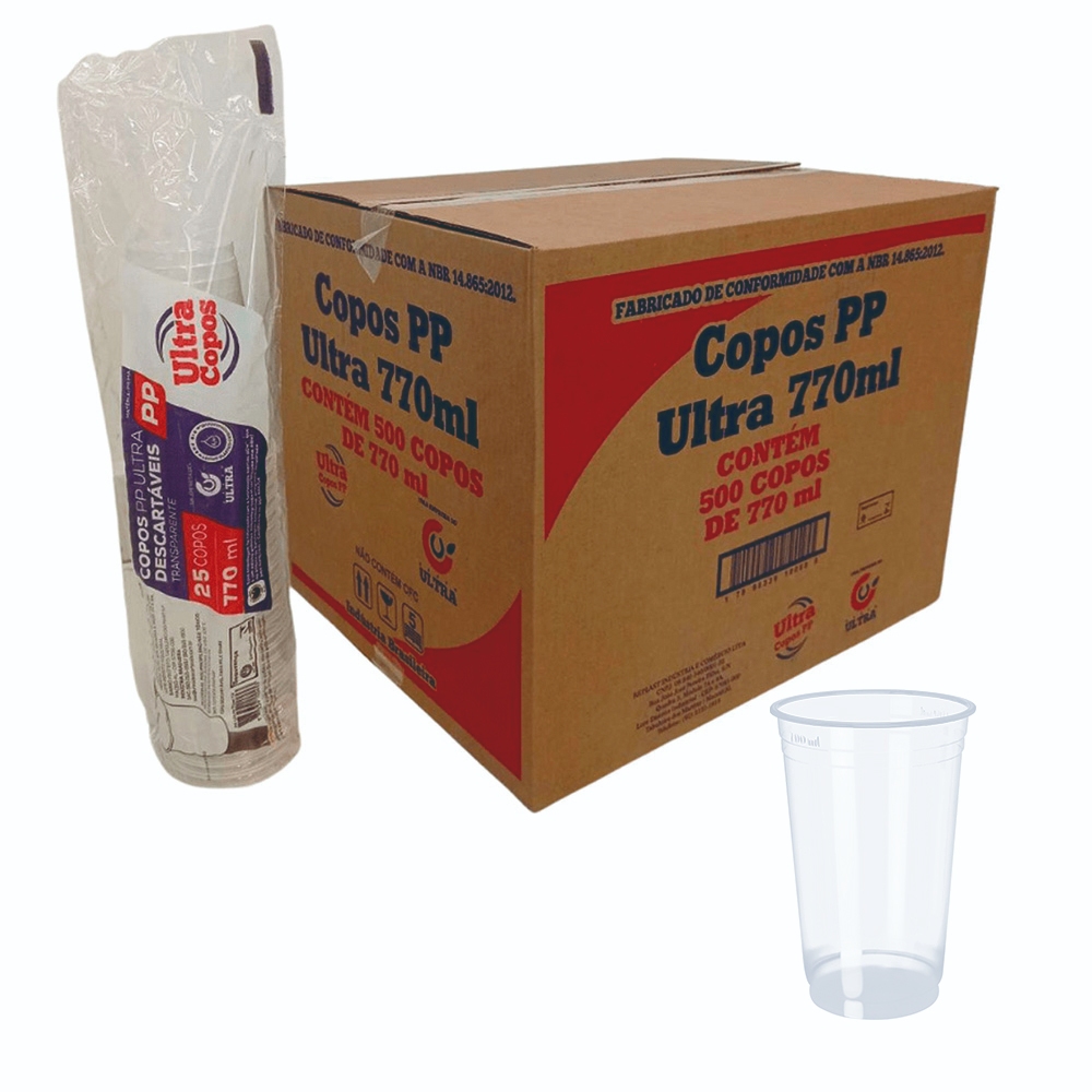 Copo copão 770ml transparente descartável pp liso caixa com 500 unidades | Shopee Brasil