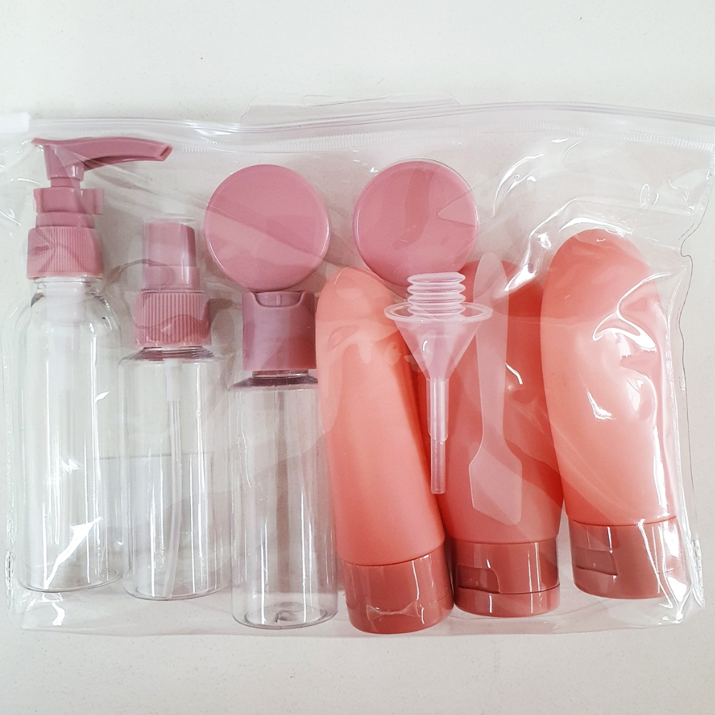 Kit Viagem 10 Peça Frasco Pote Spray Higiene Pessoal Shampoo Creme ...