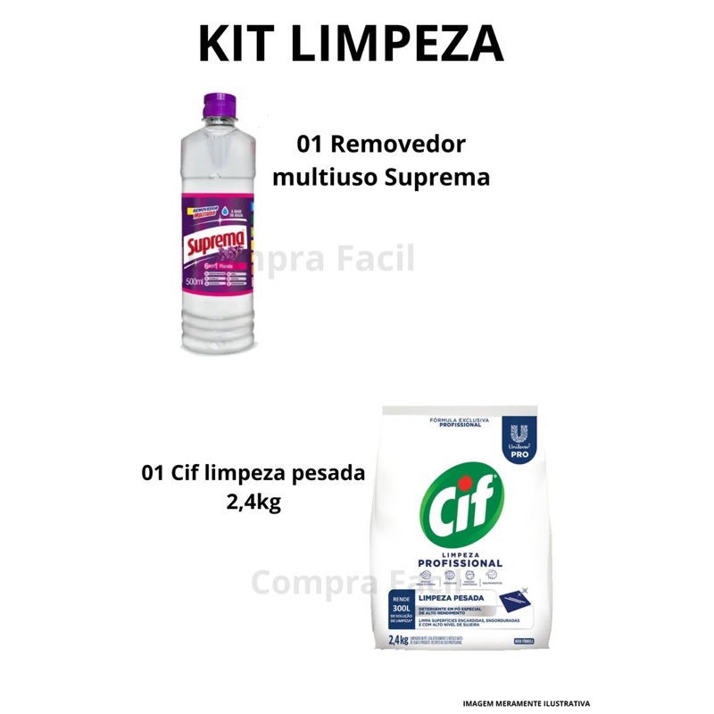 Combo Limpeza Eficiente - 01 Limpador em Pó Limpeza Profissional 2,4kg ...
